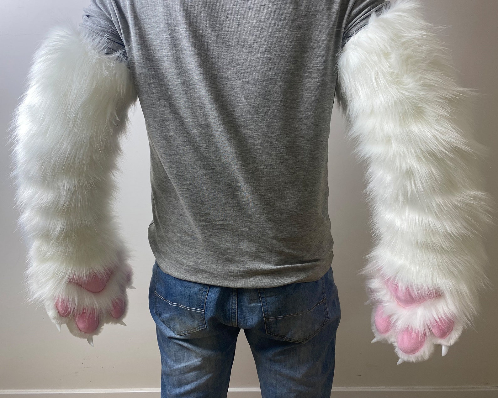 65cm Fursuit Paws Long Hand Arm Version Furry Gloves Animal Cosplay ...