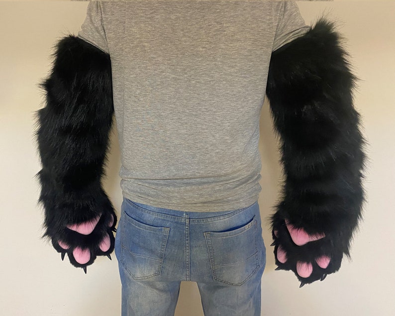 65cm Fursuit Paws Long Hand Arm Version Furry Gloves Animal Cosplay ...