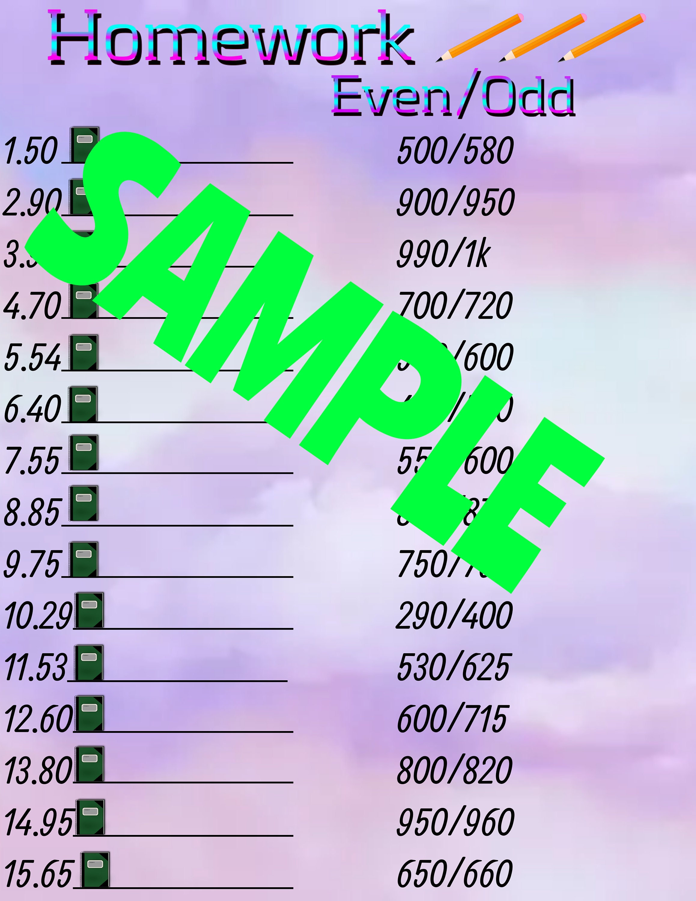 4 Pack Bundle Even & Odd Bingo Boards Bingo Lines 1-15 Pick Your Pay ...