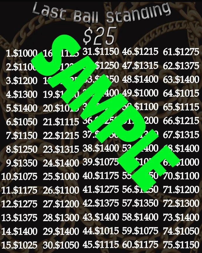 2 Pack 25in Last Ball Standing Bingo Boards - Etsy