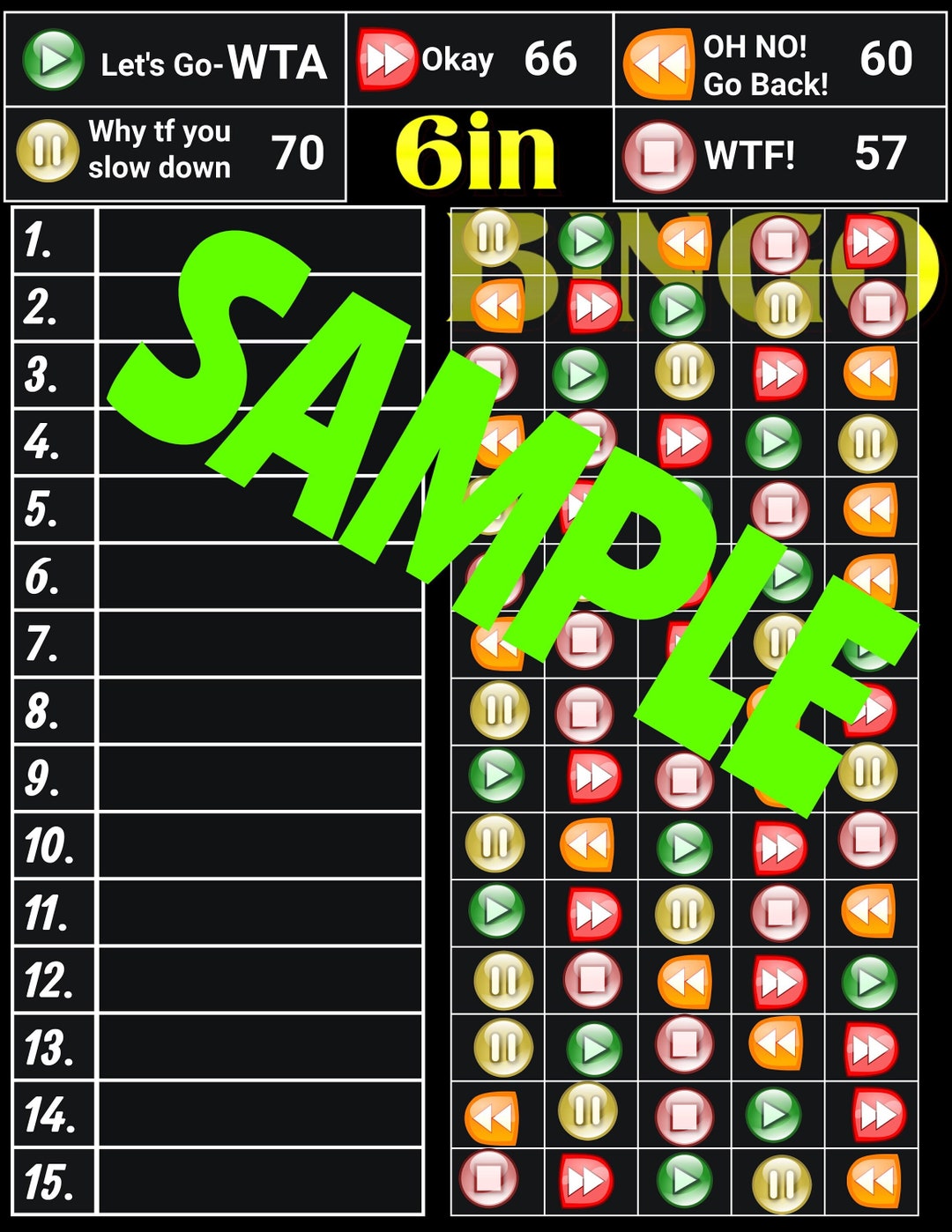 2 Pack 6in Radio Edition Bingo Boards Bingo Lines 1-15 - Etsy