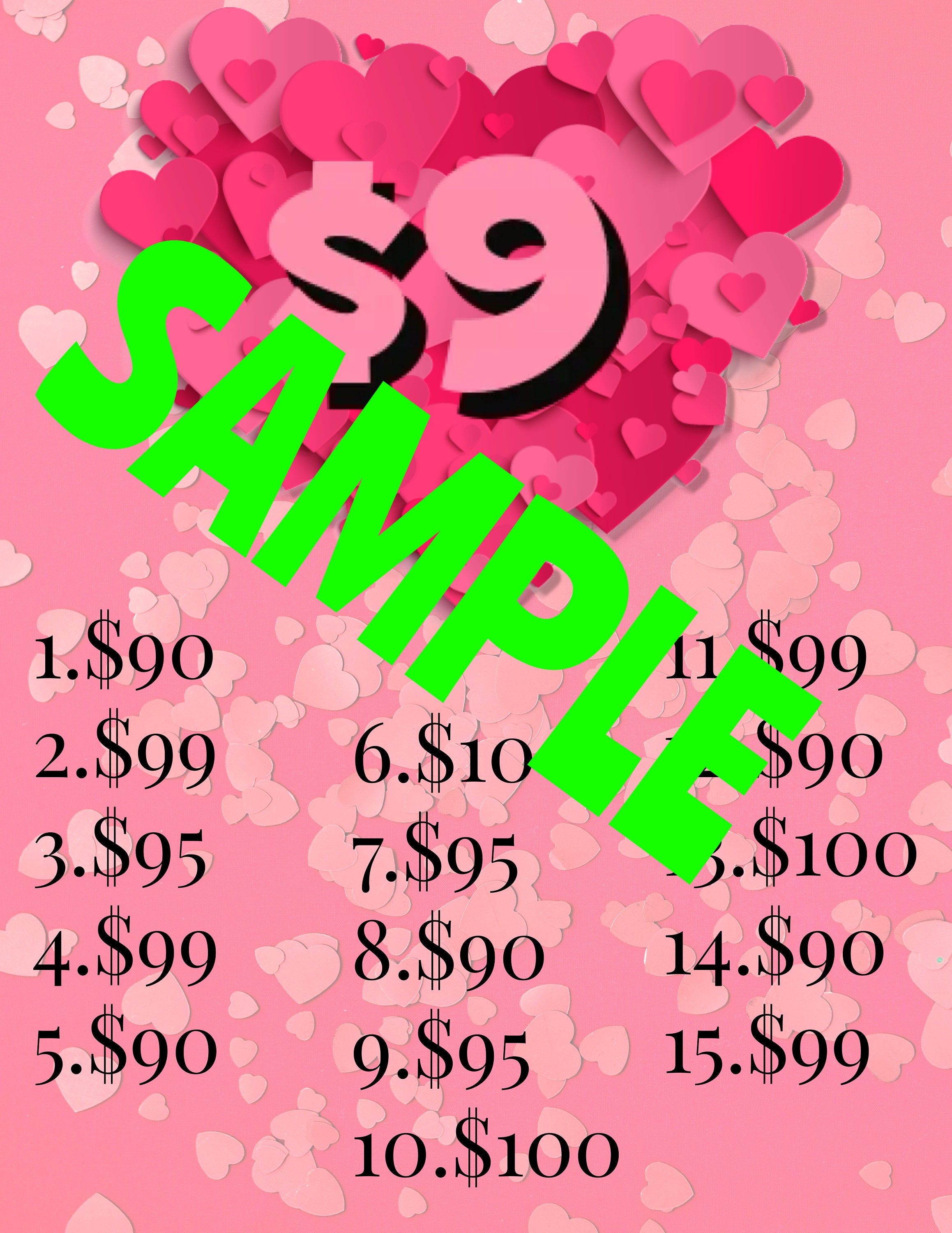 5 Pack Bundle 5in,6in,7in,8in,9in Pick Your Payout Bingo Boards ...