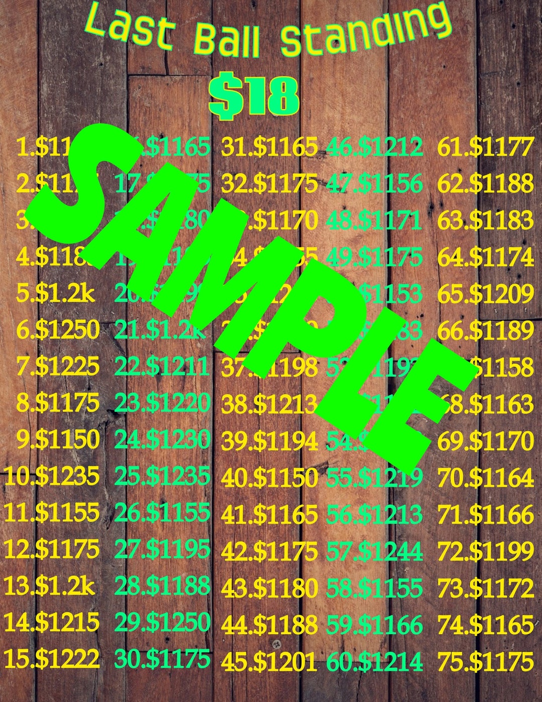 2pack 18in Last Man Standing Bingo Numbers 1-75 Bingo Boards - Etsy