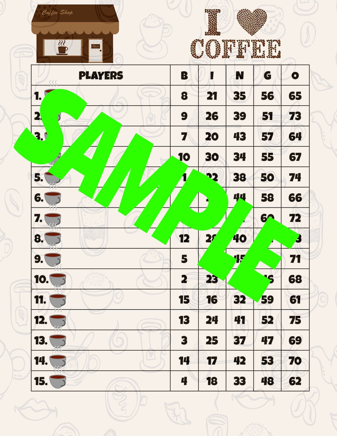 5 Pack Bundle 4 Mixups & 1 Straight Bingo Template Bingo Lines 1-15 - Etsy