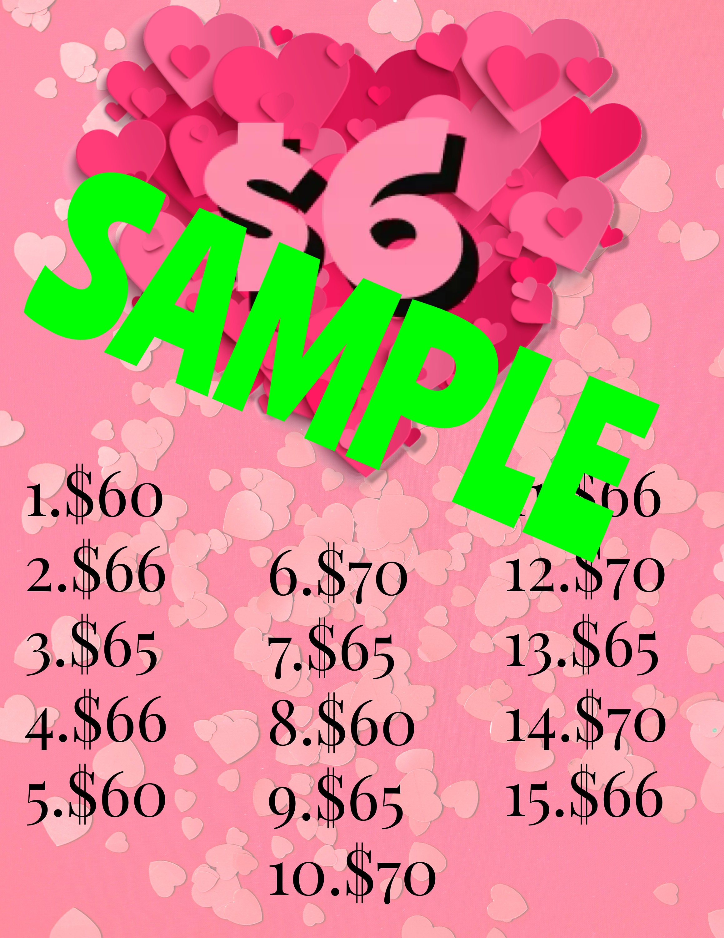 5 Pack Bundle 5in,6in,7in,8in,9in Pick Your Payout Bingo Boards ...