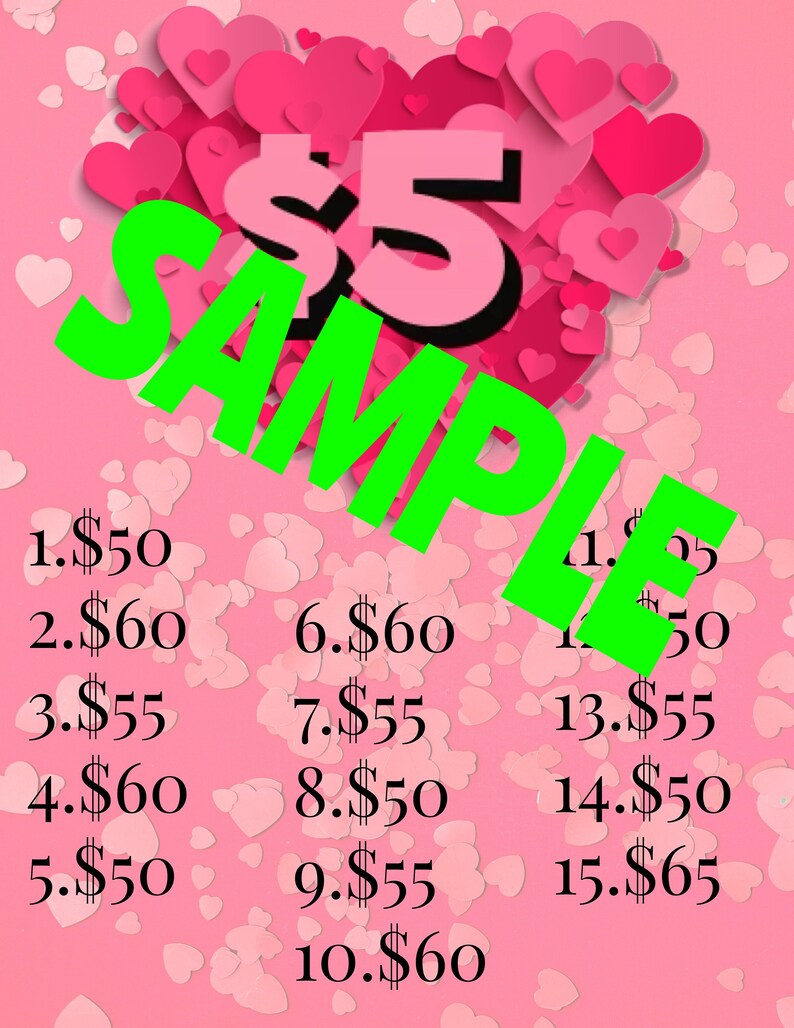 5 Pack Bundle 5in,6in,7in,8in,9in Pick Your Payout Bingo Boards ...