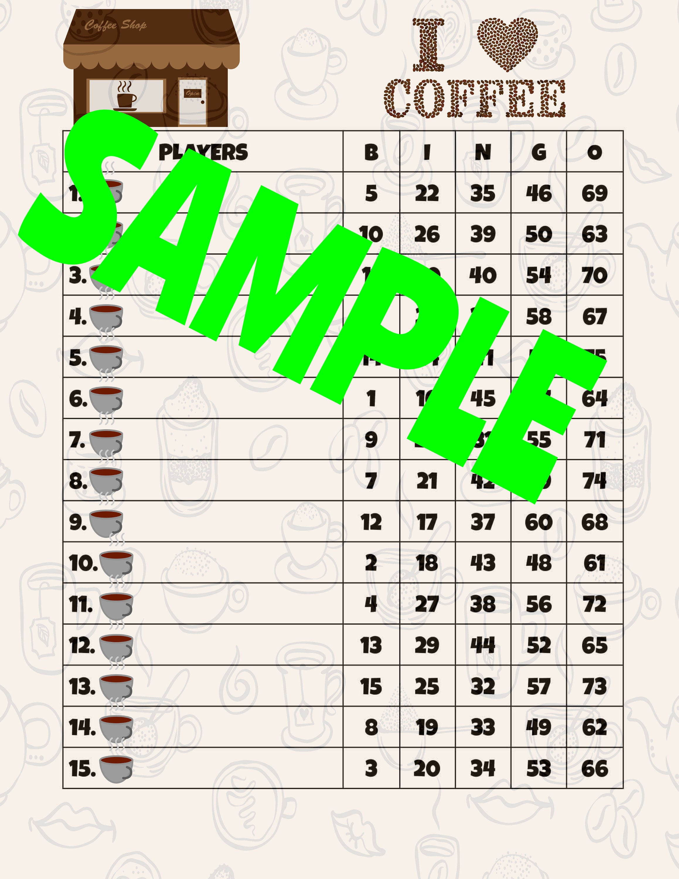 5 Pack Bundle 4 Mixups & 1 Straight Bingo Template Bingo Lines 1-15 - Etsy