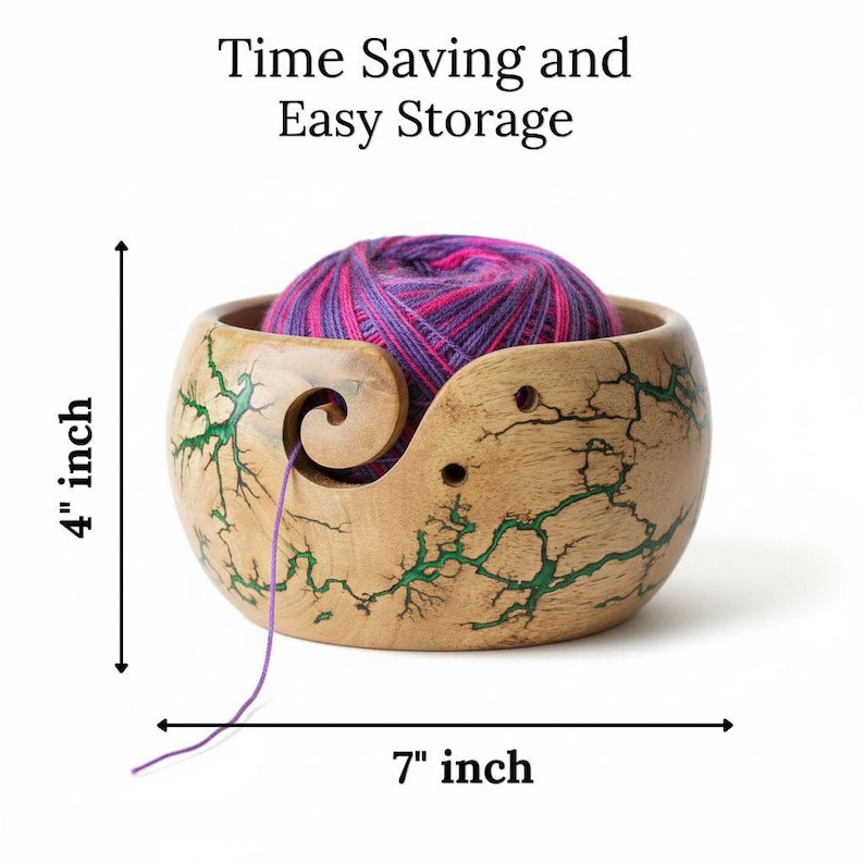 Handmade Wooden Yarn Bowl: Lichtenberg Resin Knitting Bowl - Etsy