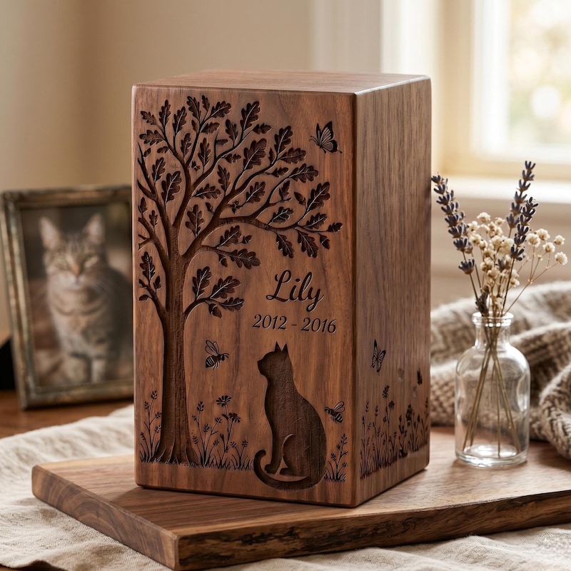 Cat Ashes Wood Box - Etsy