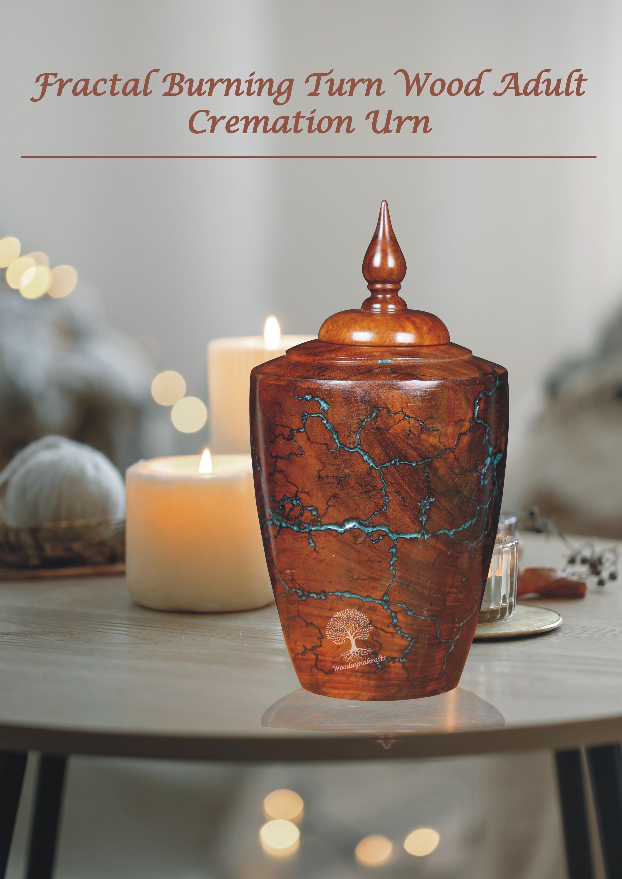 Lichtenberg Figure Urn for Human Ashes Rosewood and Resin Cremation Urn ...