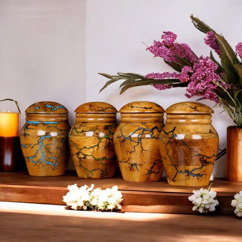 Set of 4 Wooden Mini Urns, Personalized Memorial Keepsake Urns - Etsy