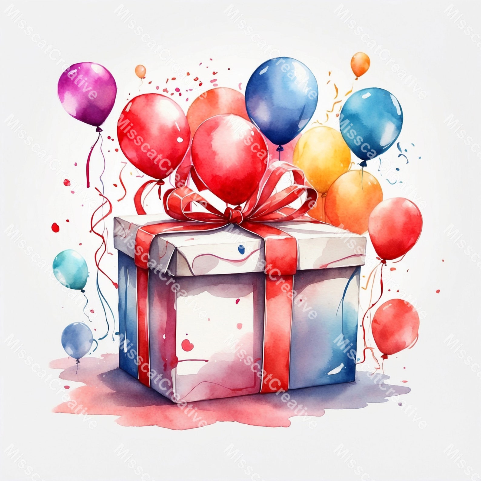Birthday Box Clipart, 21 High Quality 4K Watercolor Jpgs, Birthday ...
