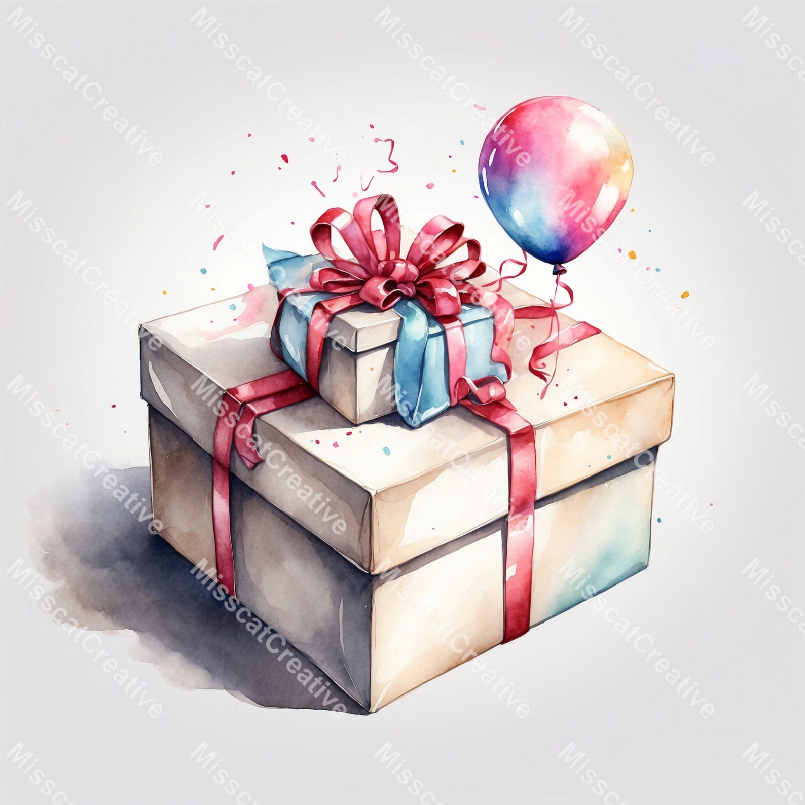 Birthday Box Clipart, 21 High Quality 4K Watercolor Jpgs, Birthday ...