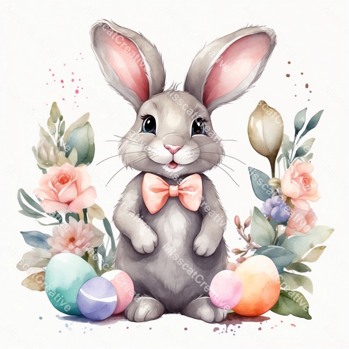 Easter Bunny Clipart, 21 High Quality Watercolor Jpgs, Instant Download ...