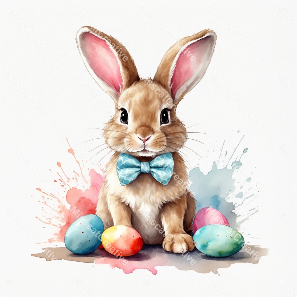 Easter Bunny Clipart, 25 High Quality Watercolor Jpgs, Instant Download ...