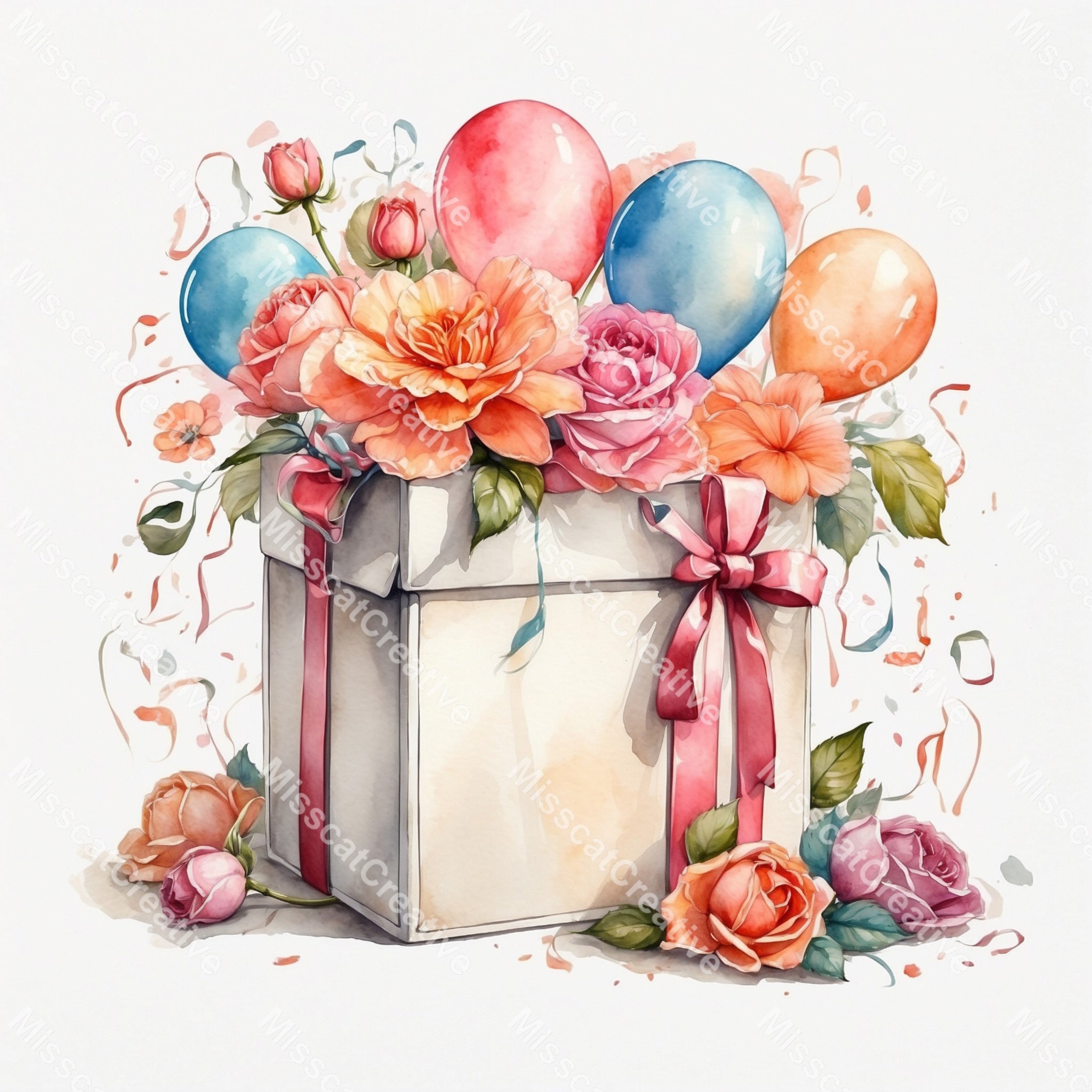 Birthday Box Clipart, 21 High Quality 4K Watercolor Jpgs, Birthday ...
