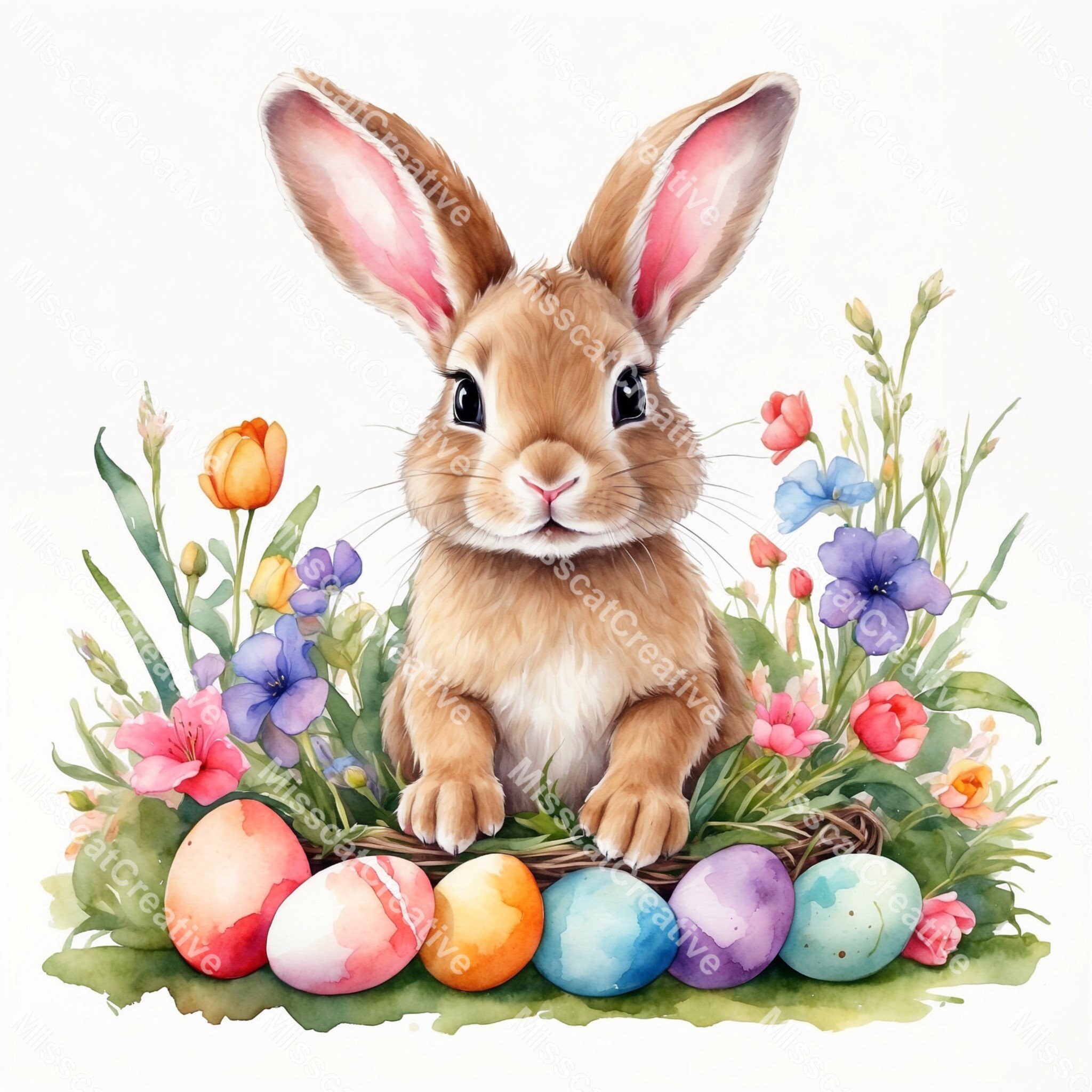 Easter Bunny Clipart, 21 High Quality Watercolor Jpgs, Instant Download ...