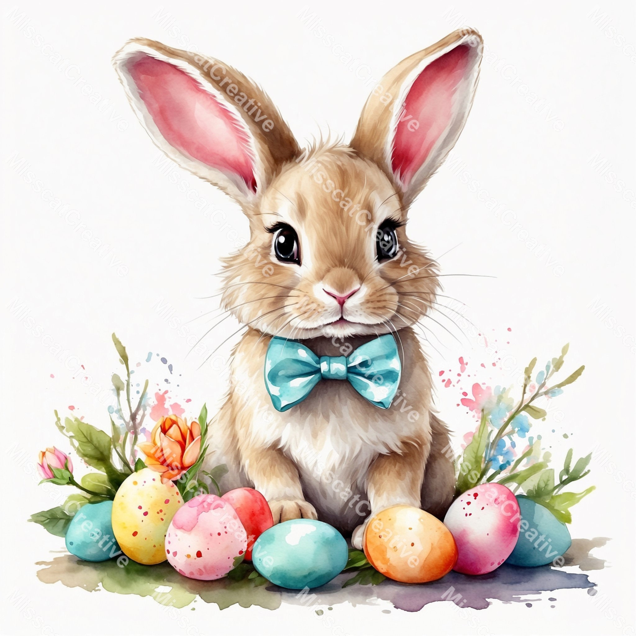 Easter Bunny Clipart, 25 High Quality Watercolor Jpgs, Instant Download ...