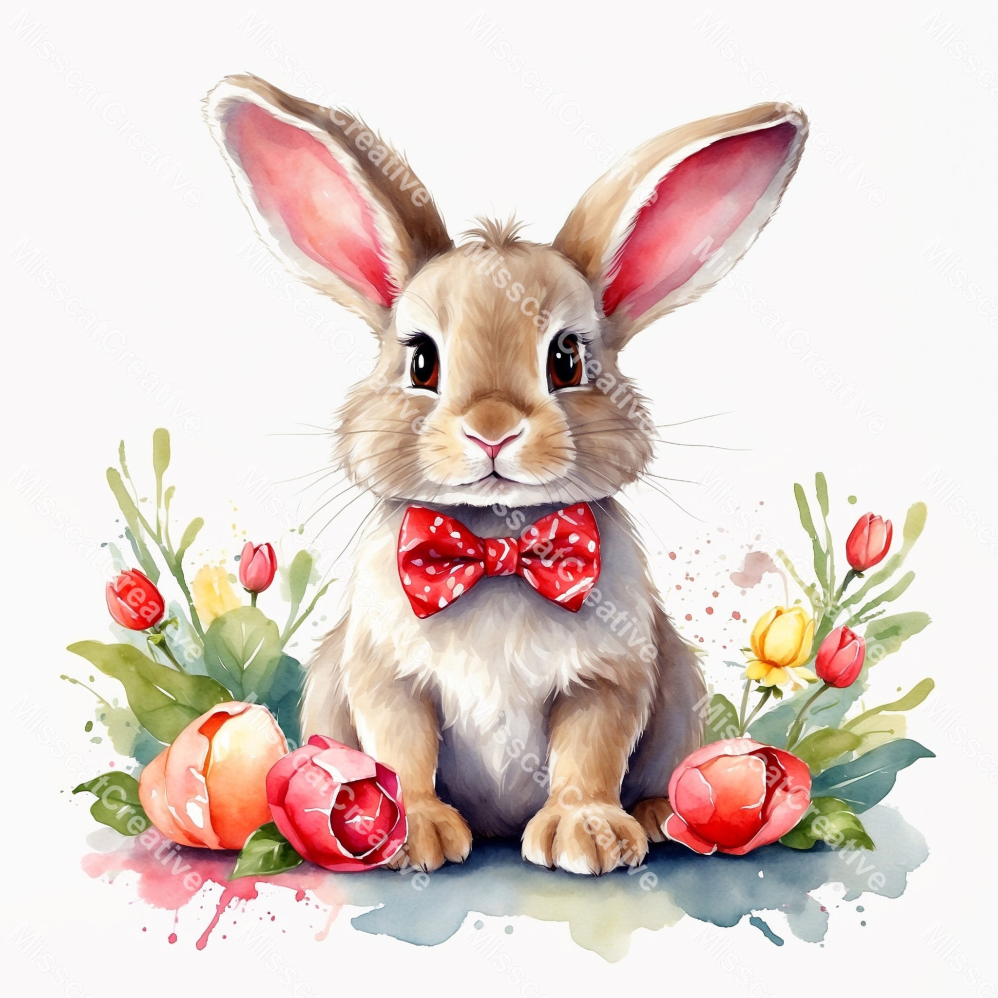 Easter Bunny Clipart, 25 High Quality Watercolor Jpgs, Instant Download ...