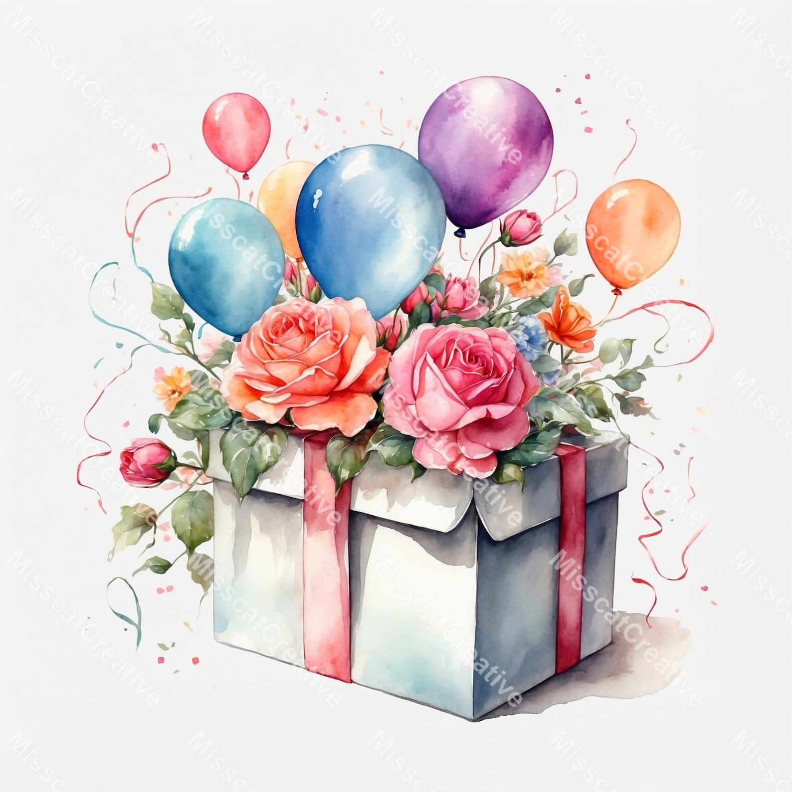 Birthday Box Clipart, 21 High Quality 4K Watercolor Jpgs, Birthday ...