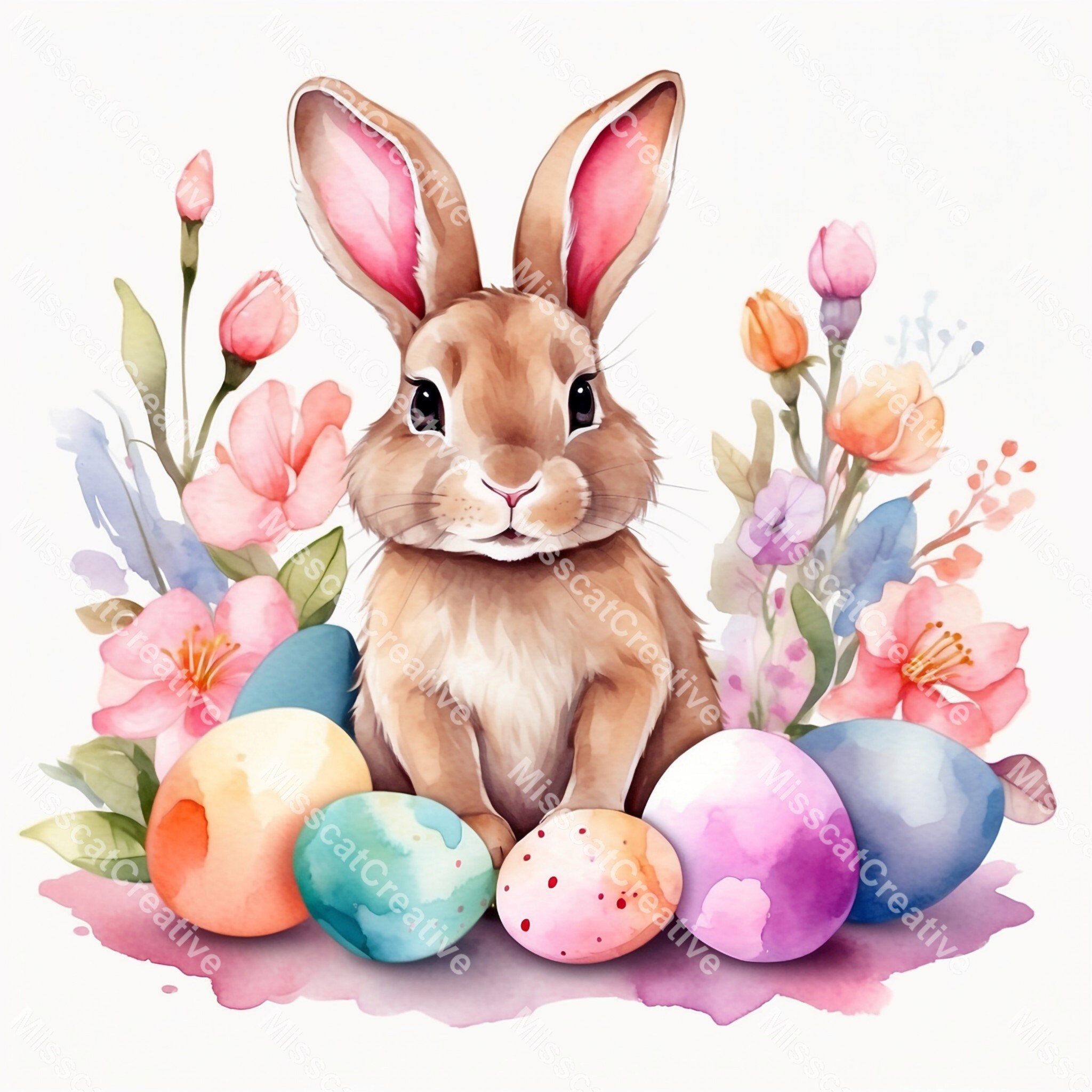 Easter Bunny Clipart, 21 High Quality Watercolor Jpgs, Instant Download ...