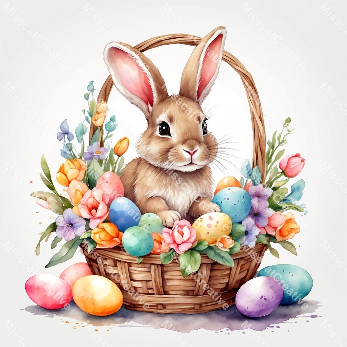 Easter Bunny Clipart, 25 High Quality Watercolor Jpgs, Instant Download ...