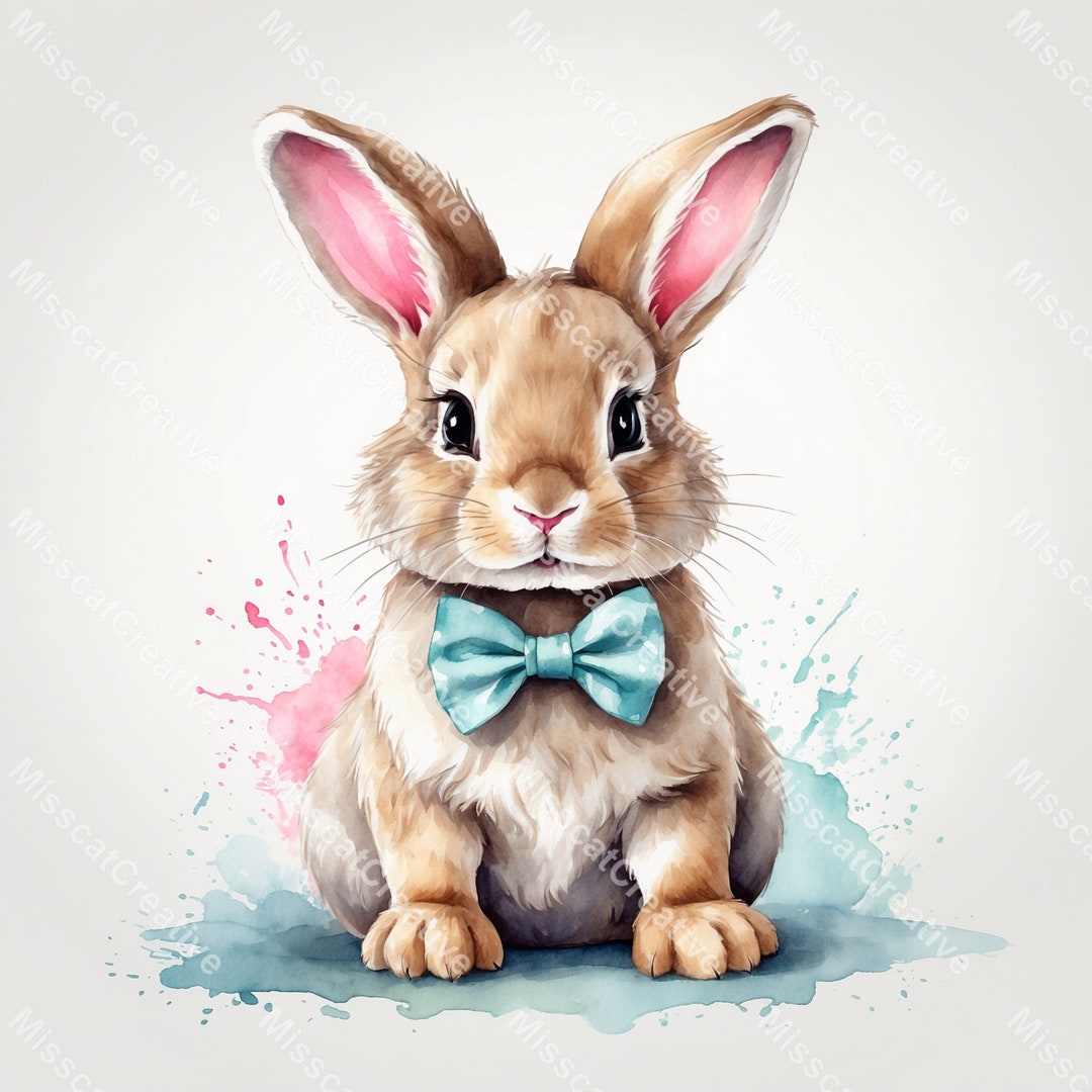 Easter Bunny Clipart, 25 High Quality Watercolor Jpgs, Instant Download ...