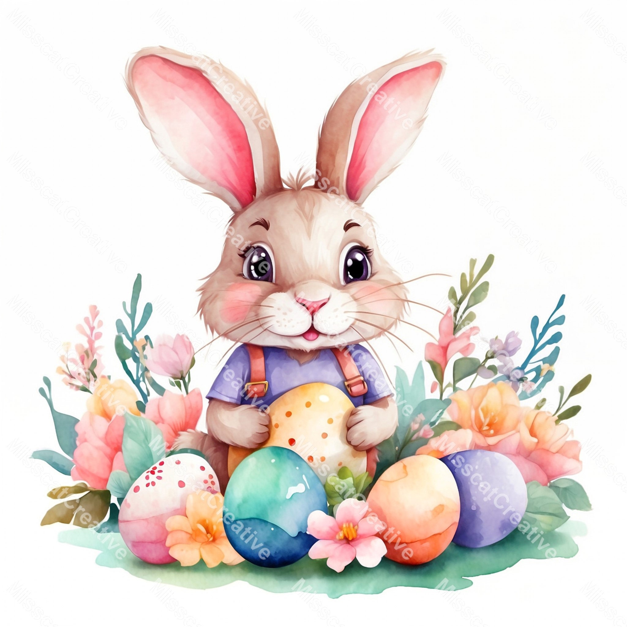 Easter Bunny Clipart, 21 High Quality Watercolor Jpgs, Instant Download ...