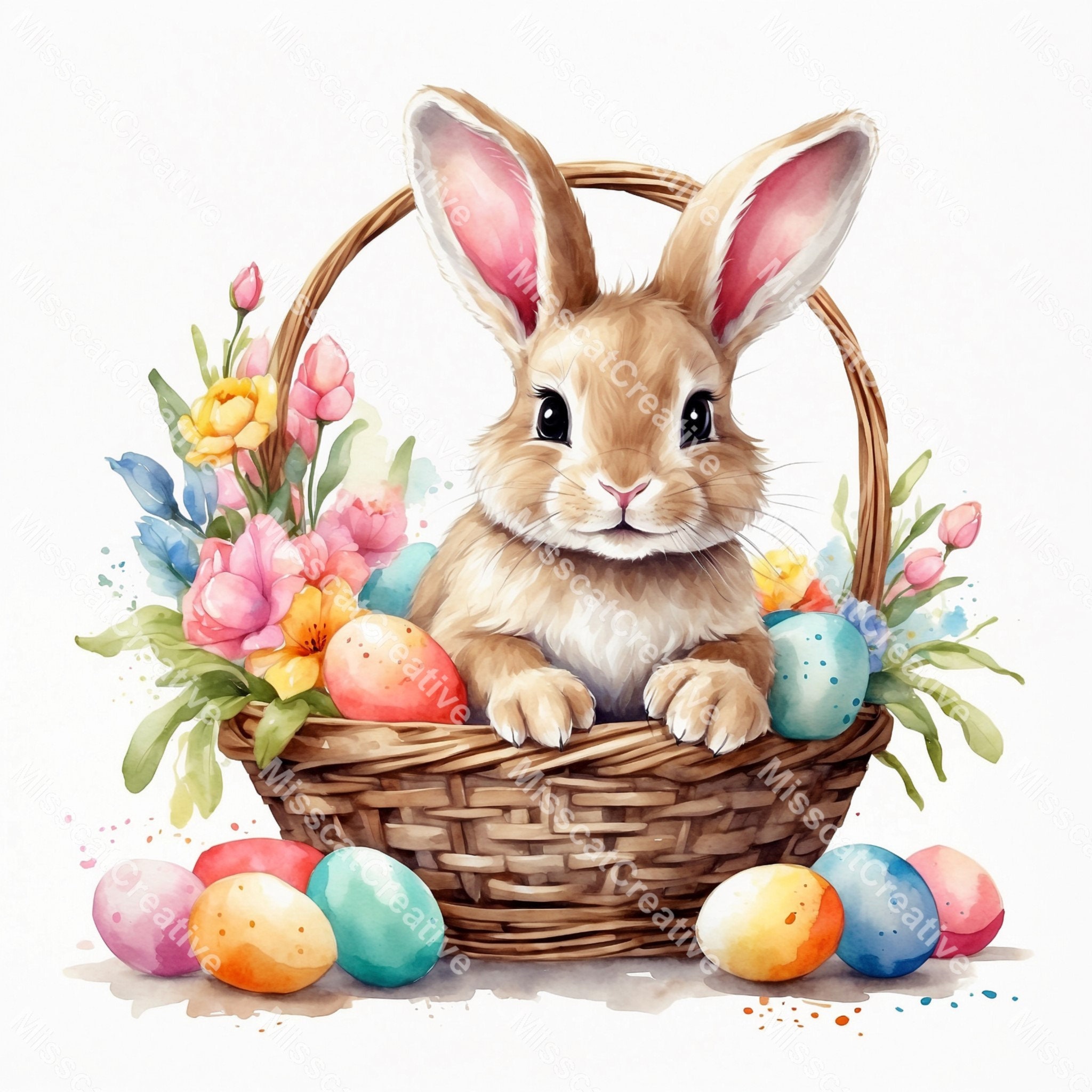 Easter Bunny Clipart, 25 High Quality Watercolor Jpgs, Instant Download ...