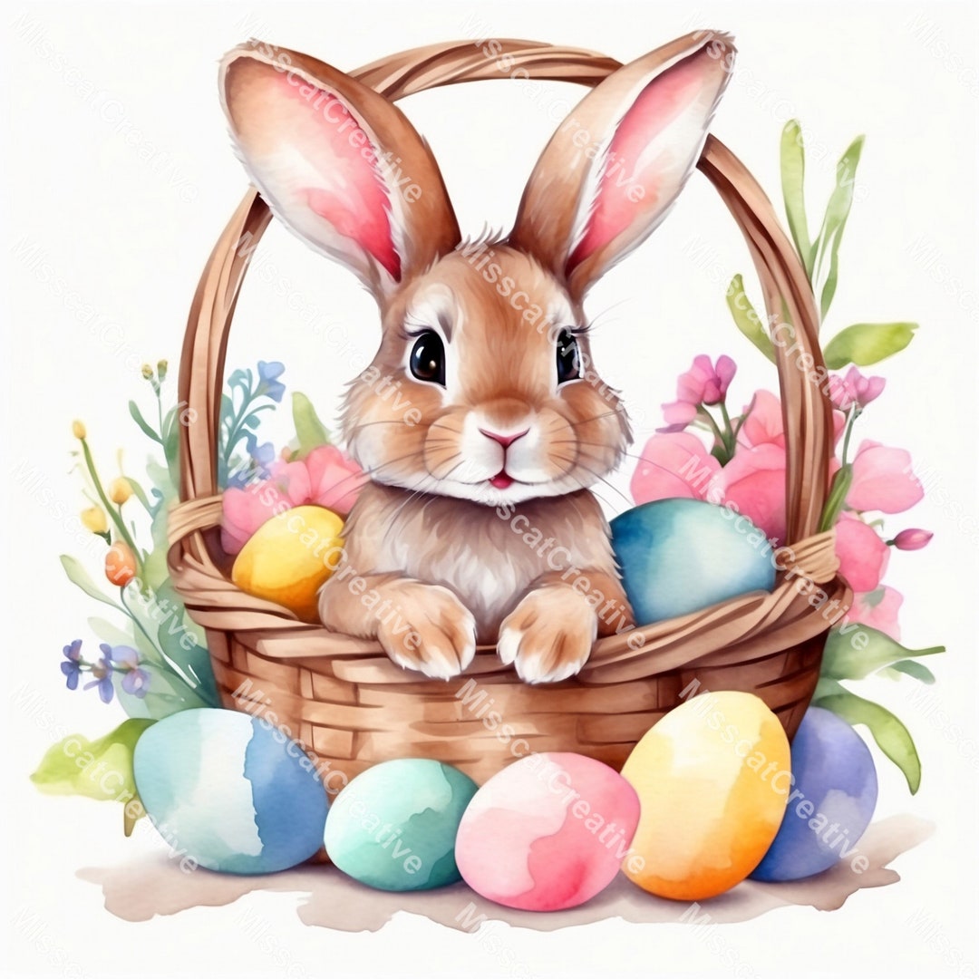 Easter Bunny Clipart, 21 High Quality Watercolor Jpgs, Instant Download ...