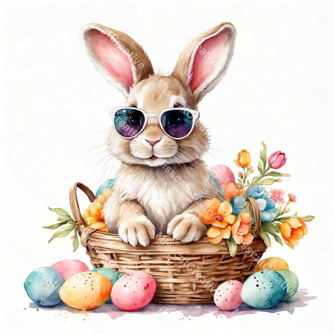 Easter Bunny Clipart, 25 High Quality Watercolor Jpgs, Instant Download ...