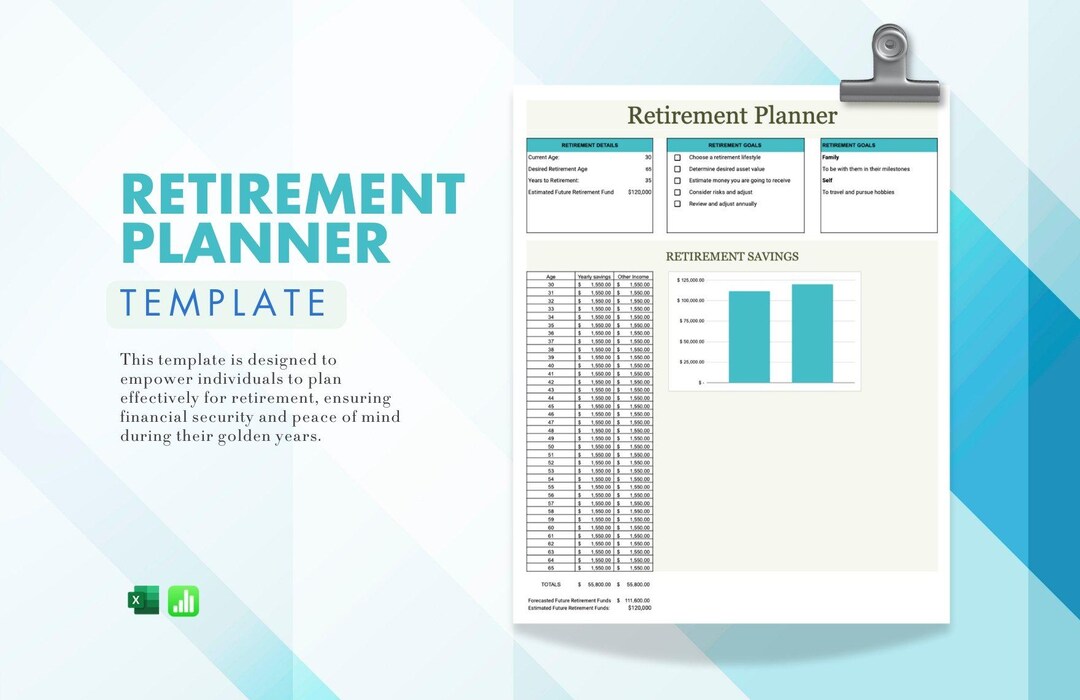 Retirement Planner Template | Savings Goal Tracker (printable PDF) - Etsy