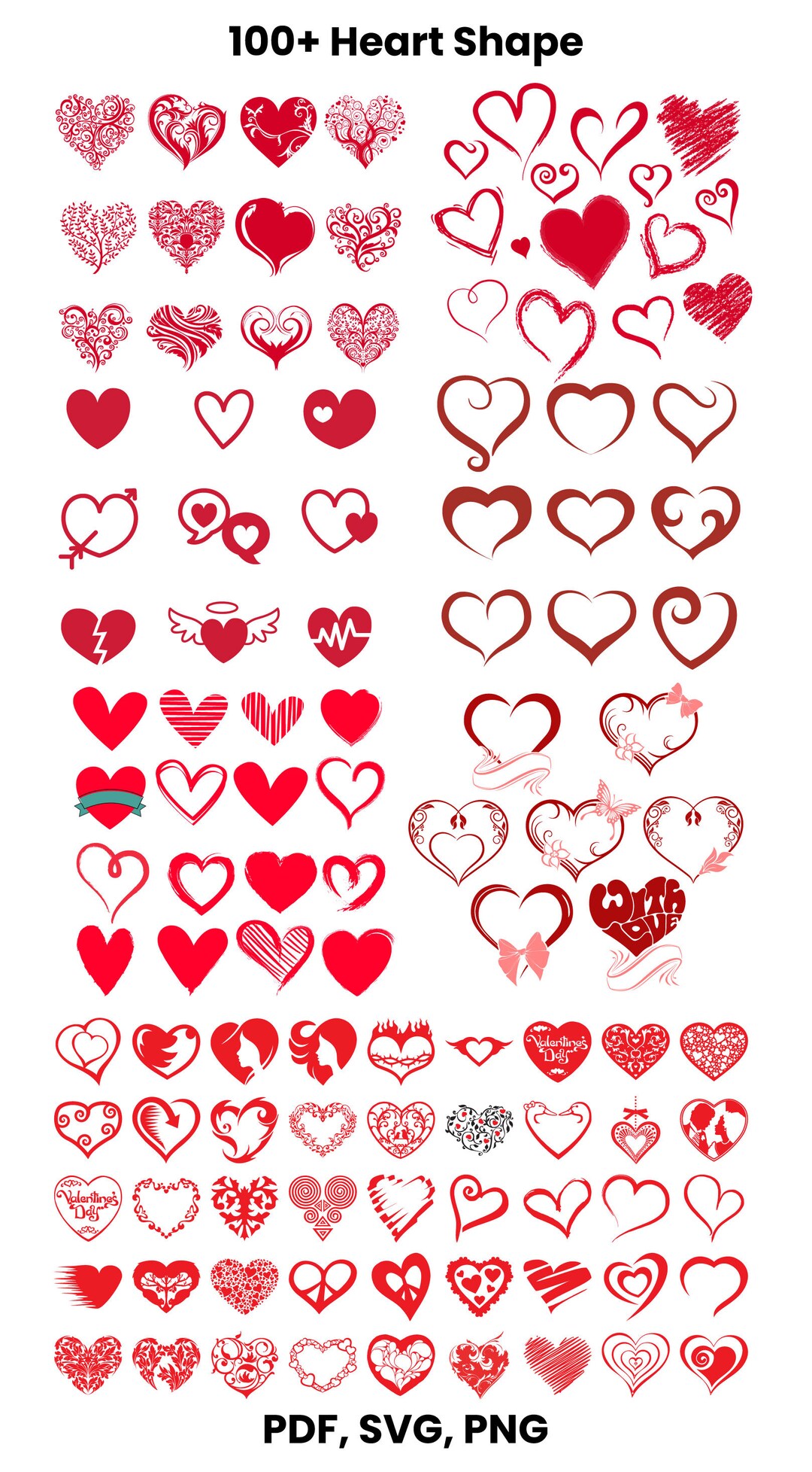 Heart Svg, Heart Svg Bundle, Heart PNG, Heart Svg File, Valentine Heart ...