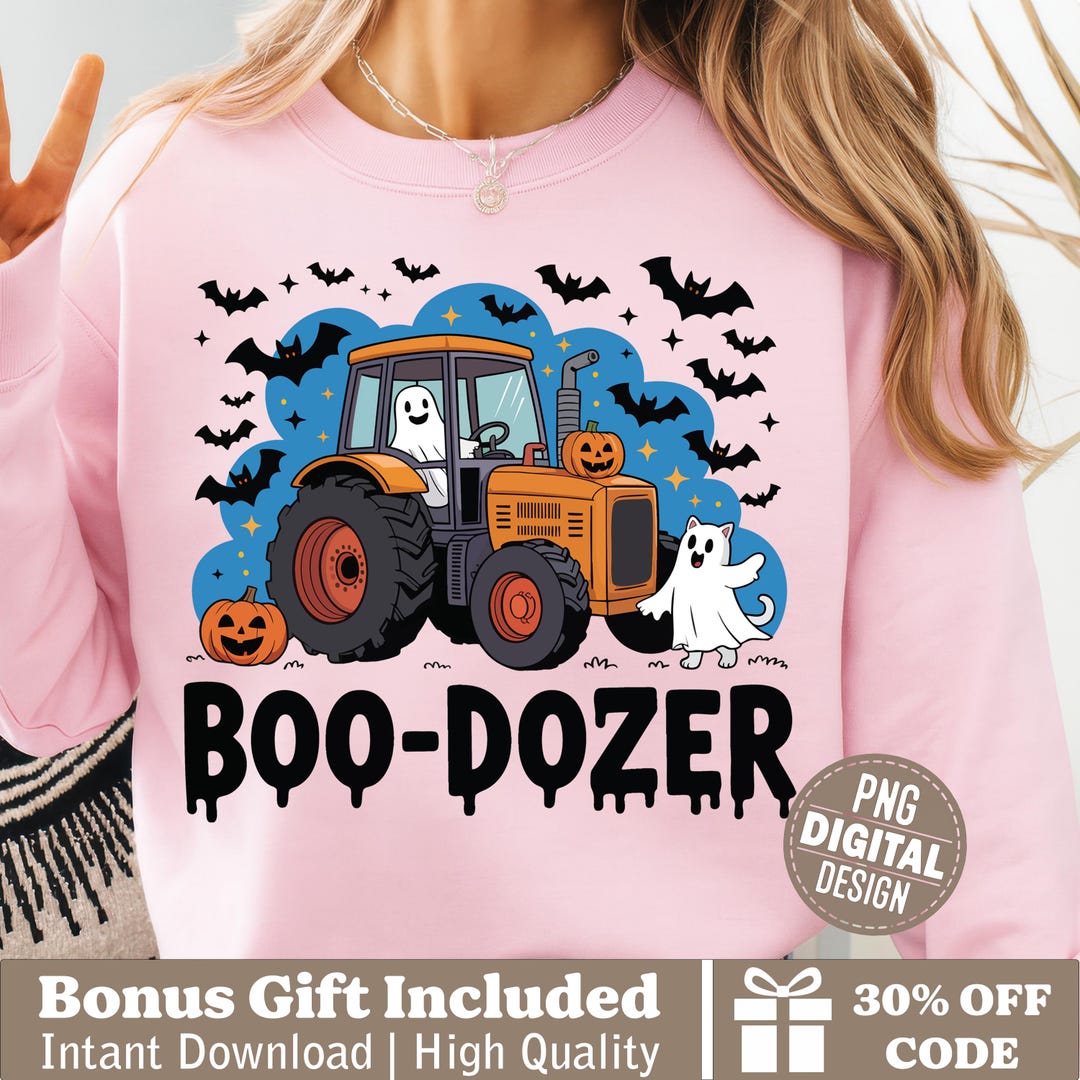 Boo Dozer Ghost Png, Funny Halloween Tractor Shirt Design With Pumpkins ...
