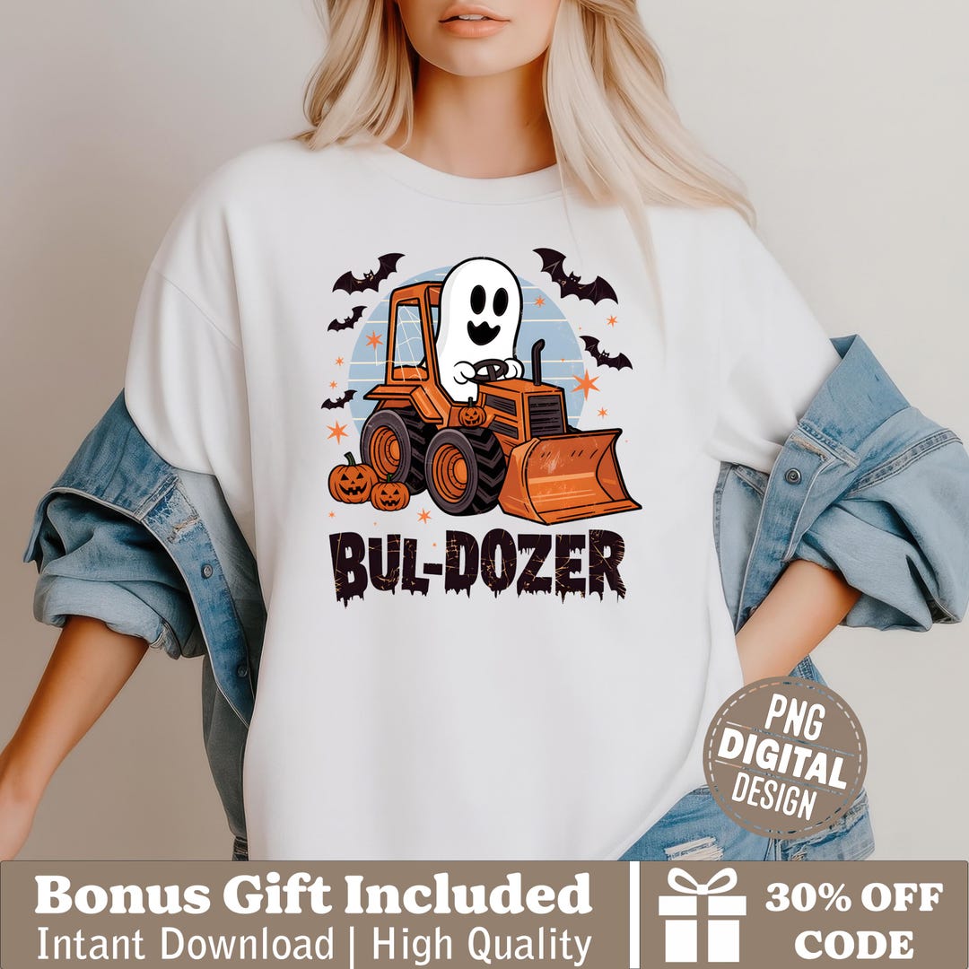Bul Dozer Ghost Png, Funny Halloween Shirt Design With Tractor and ...