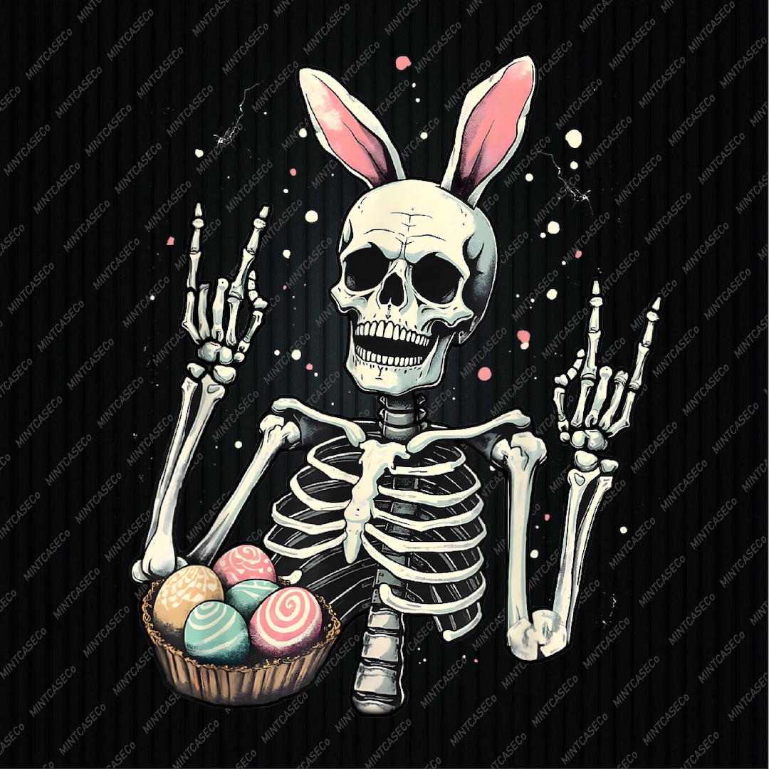 Easter Skeleton Bunny Rock Hand Png, Easter Skeleton Rocker Png, Only ...
