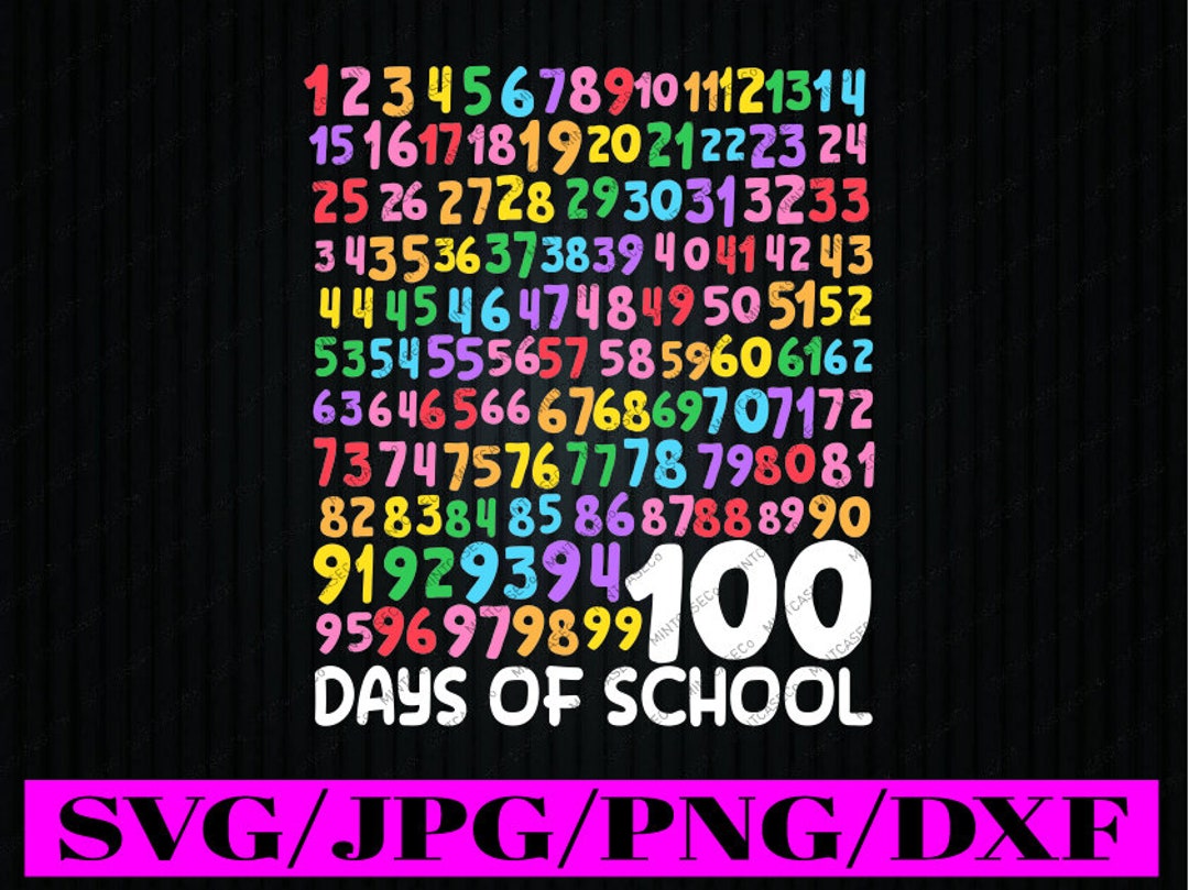 100th Day of School Teacher Kids 100 Days Math Numbers Svg, 100 Days of ...