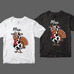 Funny Thanksgiving Turkey Moo Svg, Thankful Moo Turkey Svg, Cute Cow ...