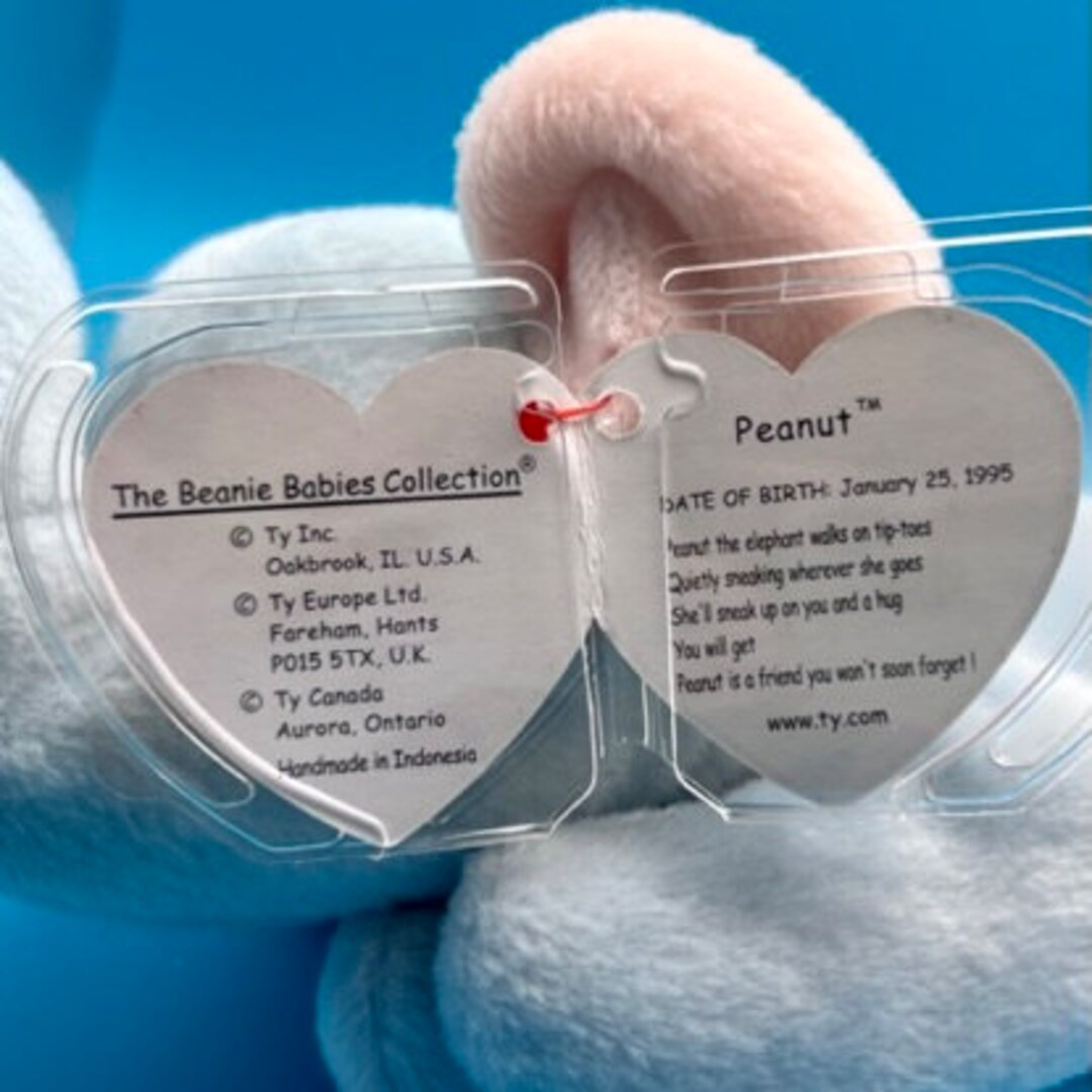 TY Beanie Baby - PEANUT the Elephant (indonesian Tags & PVC) - Etsy