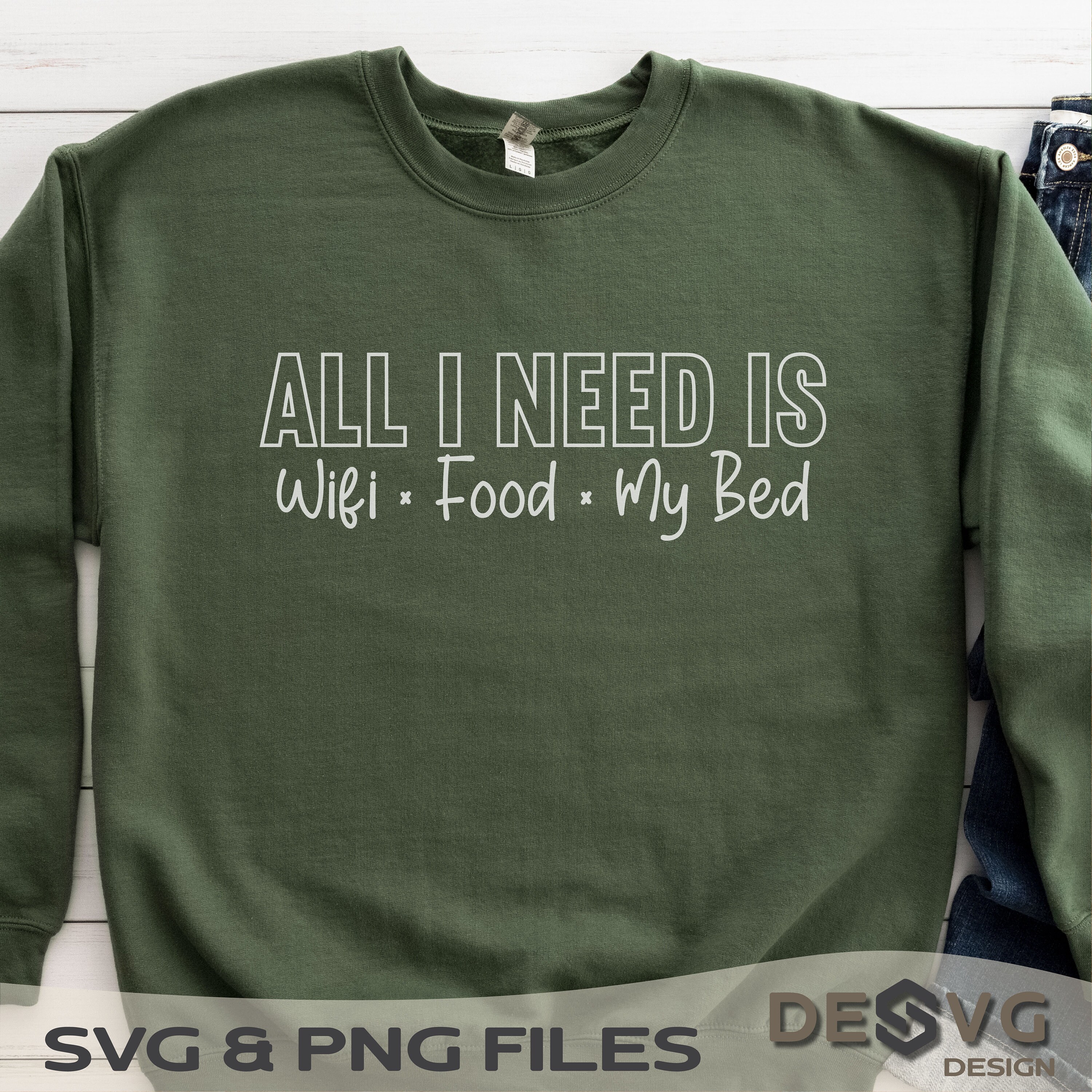 All I Need is Wifi Food My Bed SVG, Teen Girl Svg, Homebody Svg, Funny ...