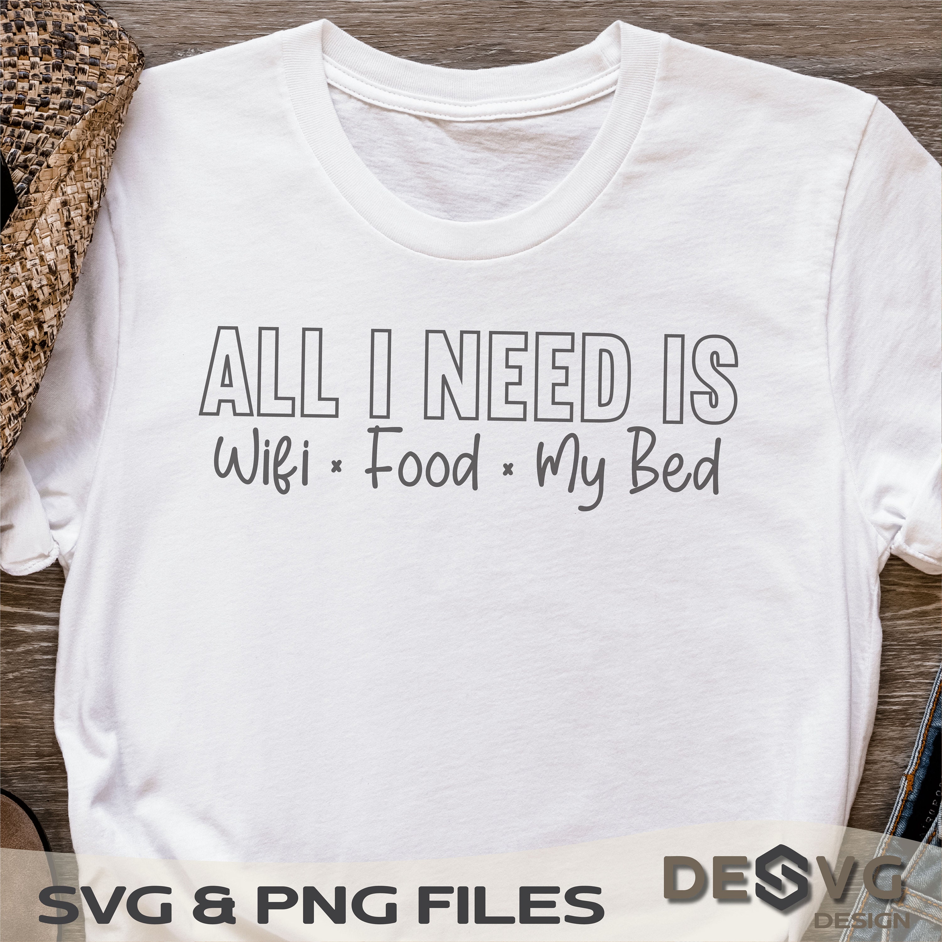 All I Need is Wifi Food My Bed SVG, Teen Girl Svg, Homebody Svg, Funny ...