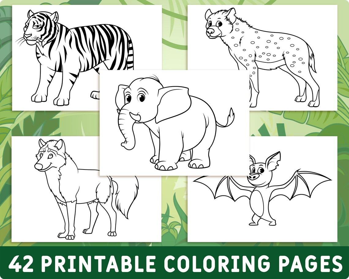 42 Printable Wild Animals Coloring Pages for Kids, Colouring Book ...