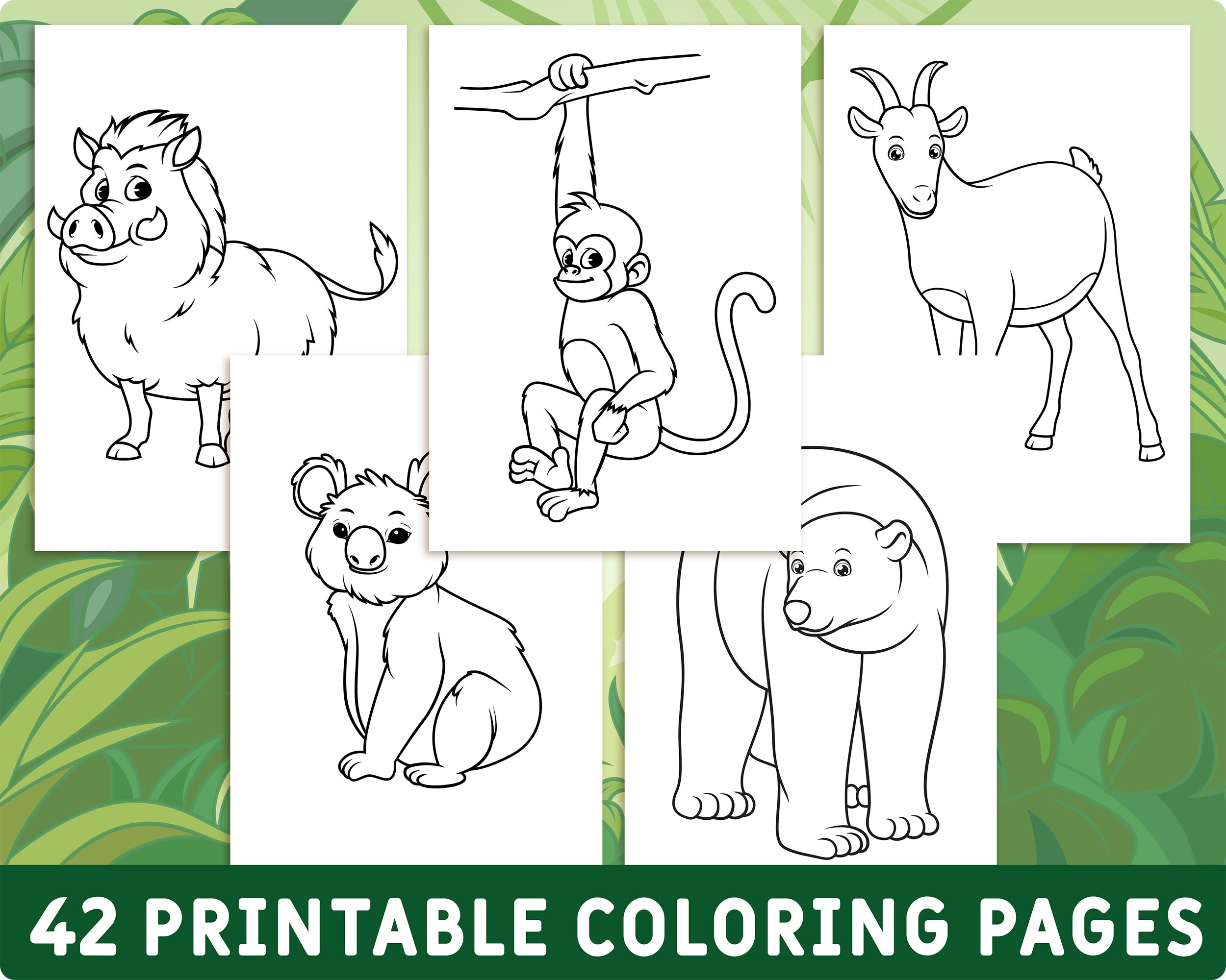 42 Printable Wild Animals Coloring Pages for Kids, Colouring Book ...