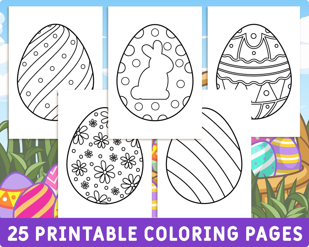 25 Printable Easter Eggs Coloring Pages for Kids, Spring Colouring Book ...