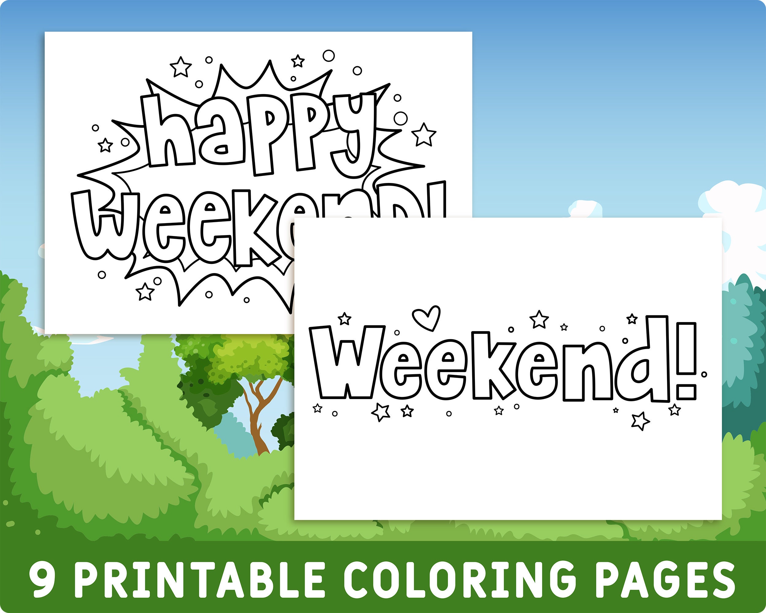 9 Printable Names of Days of the Week, Happy Weekend - Coloring Pages ...