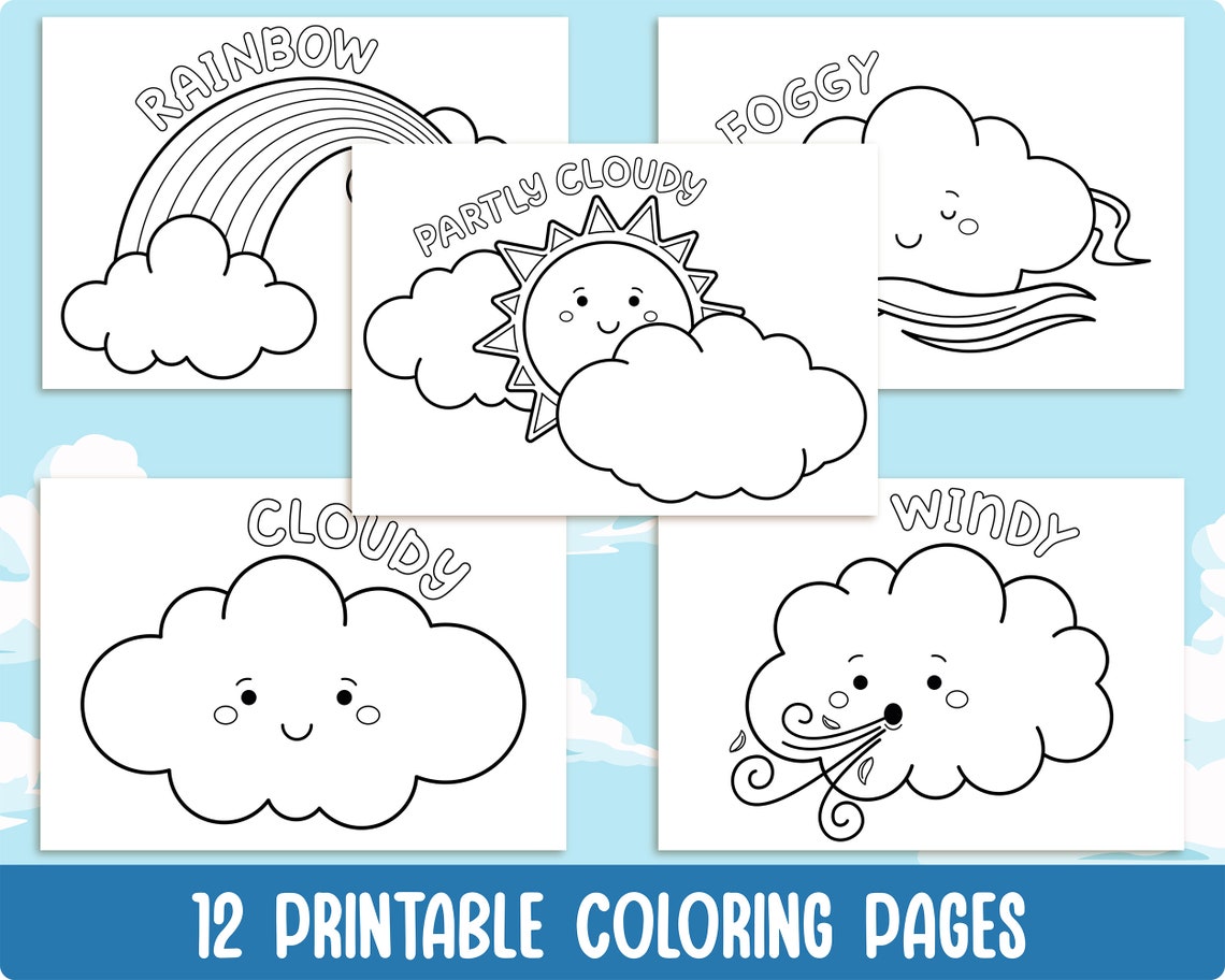 12 Printable Weather Elements Coloring Pages for Kids - With Names ...