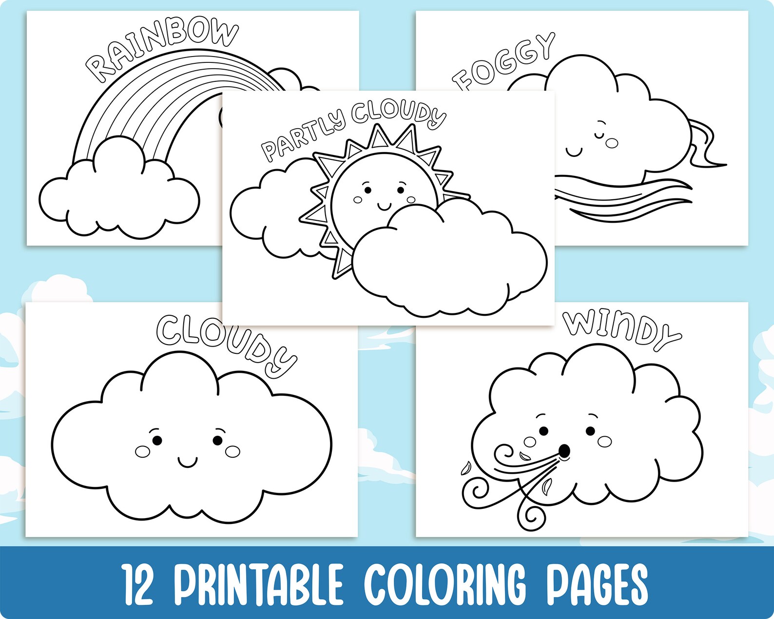 12 Printable Weather Elements Coloring Pages for Kids - With Names ...
