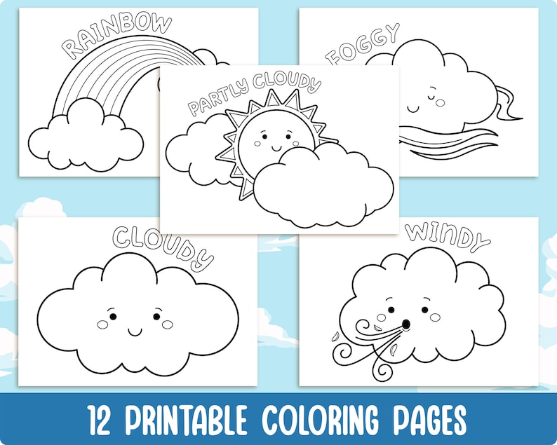 12 Printable Weather Elements Coloring Pages for Kids - With Names ...