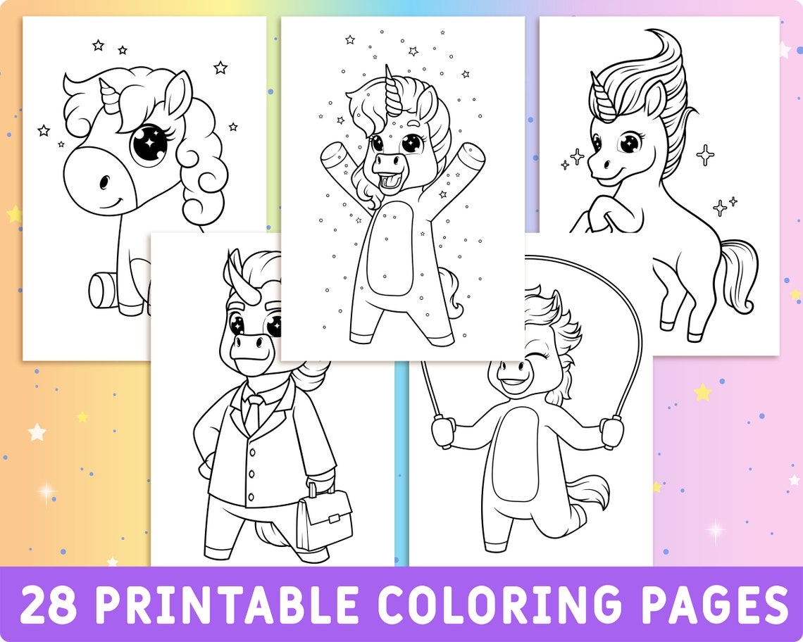 28 Printable Cute Unicorn Coloring Pages for Kids Mythical - Etsy