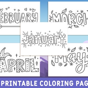 12 Printable Month Names Coloring Pages for Kids. Months of the Year ...